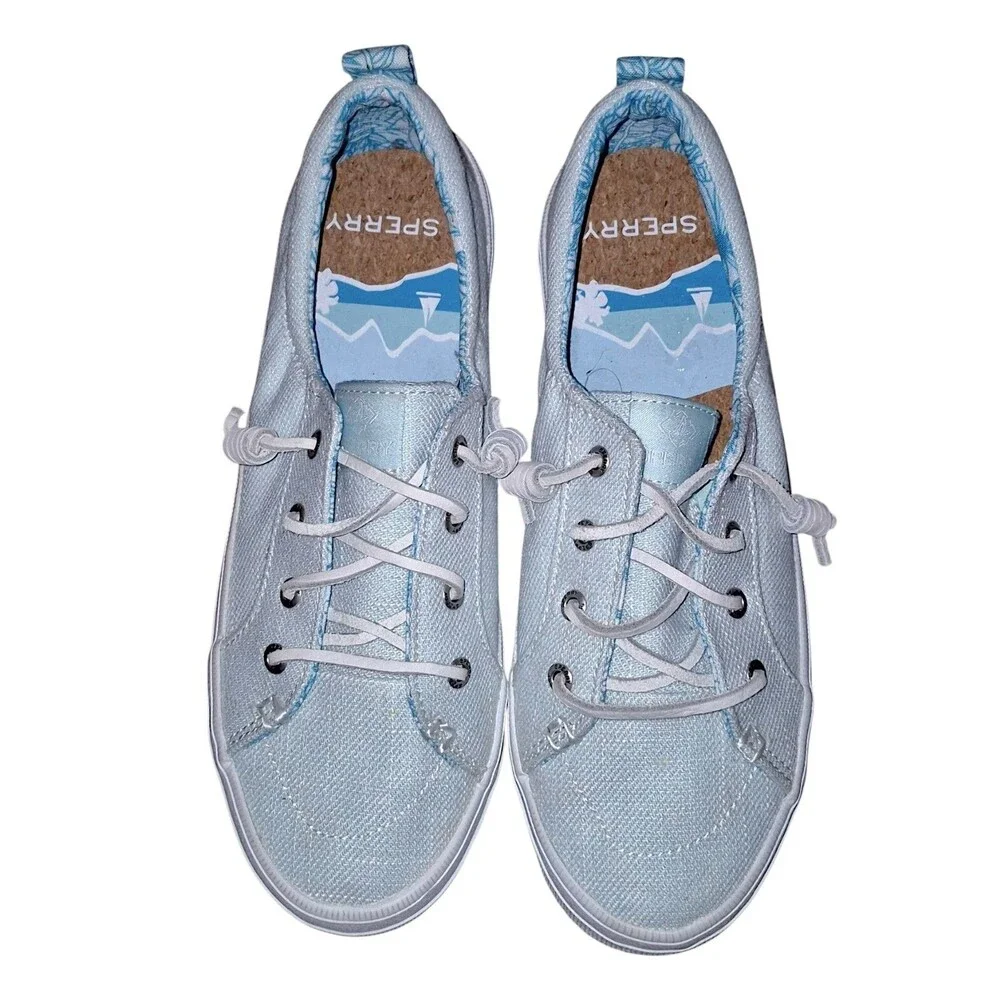 Sperry | Shoes | Woman 7m Sperry Crest Vibe Cross Blue Linen Sneaker ...